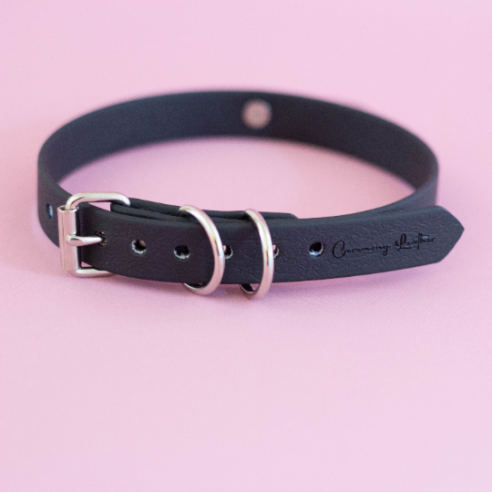 vegan bdsm collar black moon - Ceremony Leather