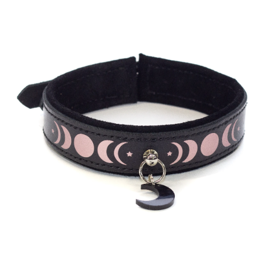 Suede Padded Moon Phase Collar - Ceremony Leather