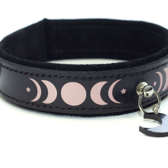Suede Padded Moon Phase Collar - Ceremony Leather
