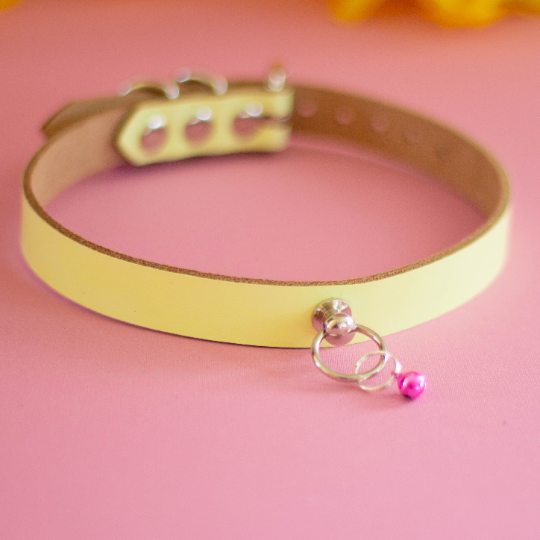 Pastel Yellow Leather collar - Ceremony Leather
